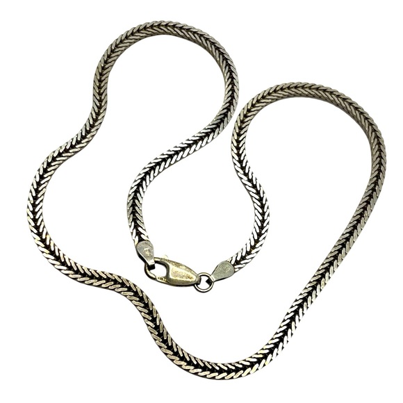 Jewelry | Sterling Silver Wide Flat Foxtail Chain Choker Short Necklace ...